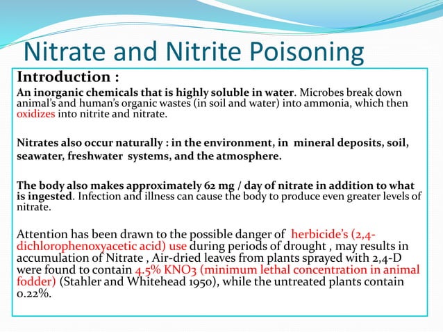 Nitrate and Nitrite poisoning | PPTX