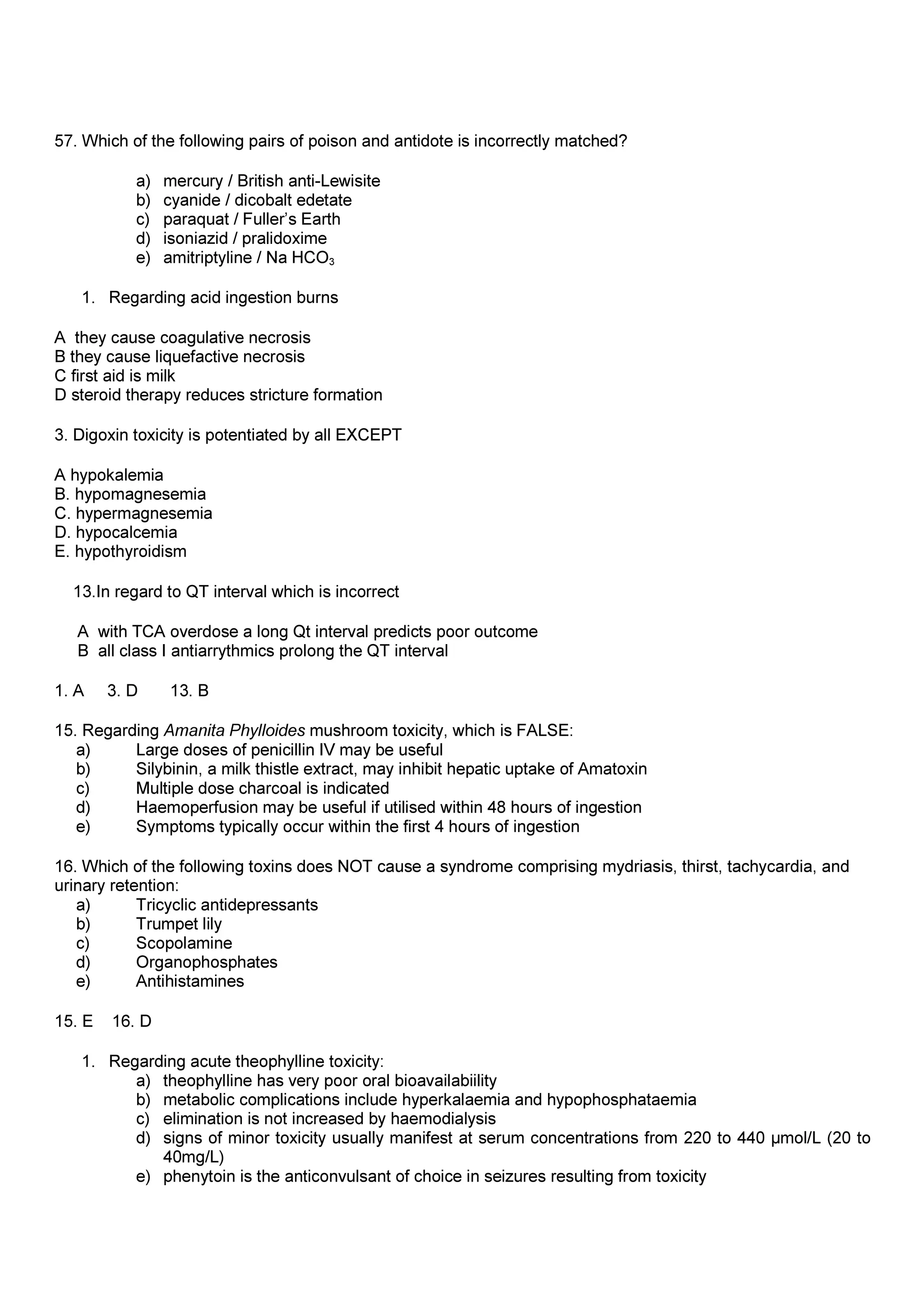 Toxicology MCQ with Answers | PDF