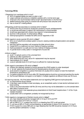 Toxicology MCQ with Answers | PDF