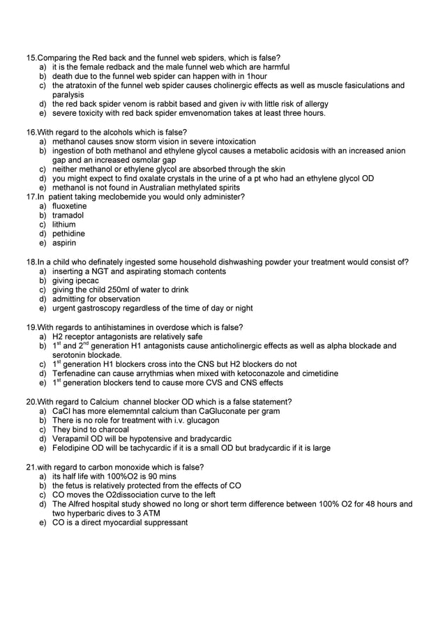 Toxicology MCQ with Answers | PDF