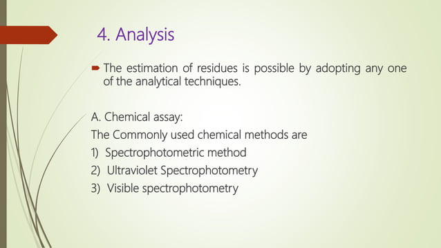 Sampling, extraction, cleanup and estimation of insecticide residue by ...