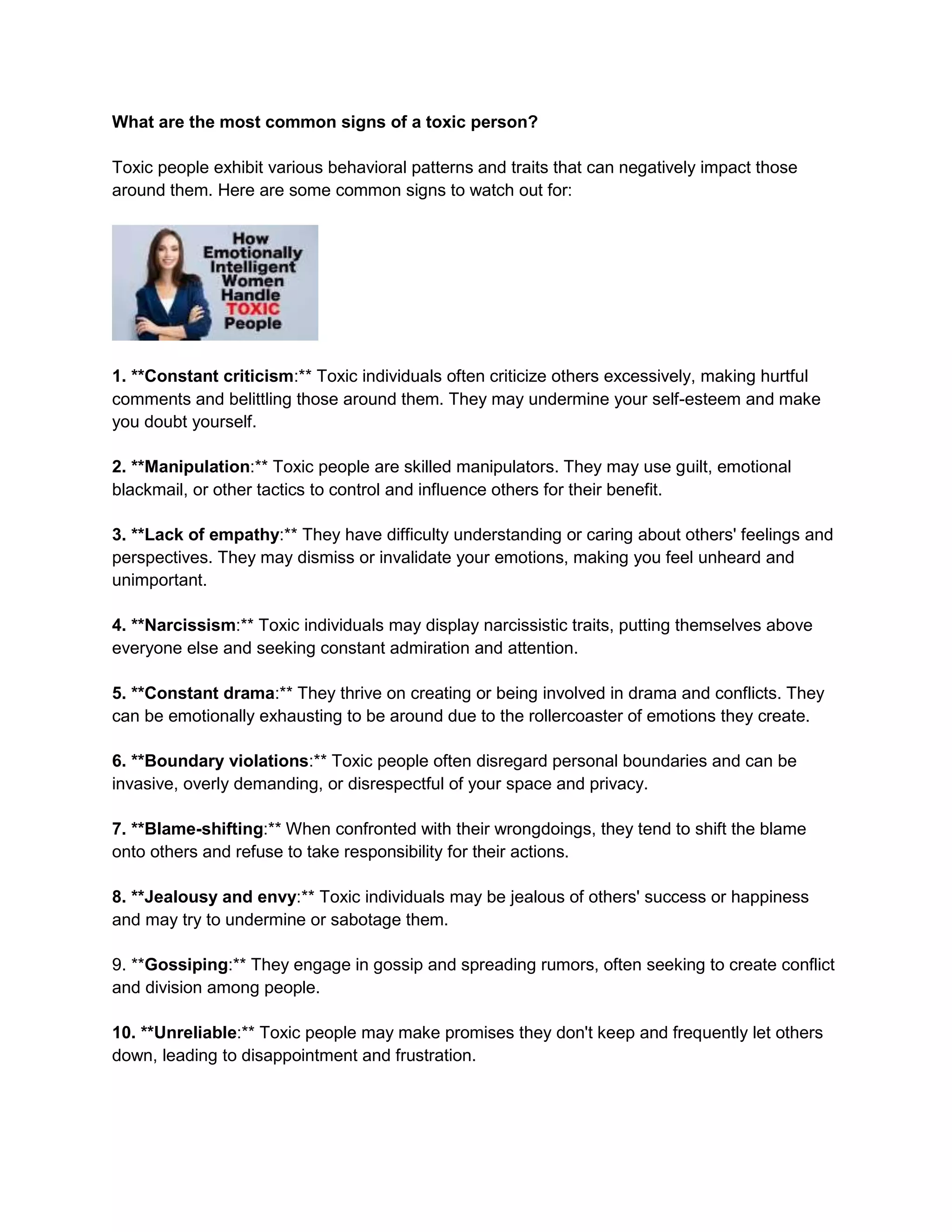 the most common signs of a toxic person | DOCX