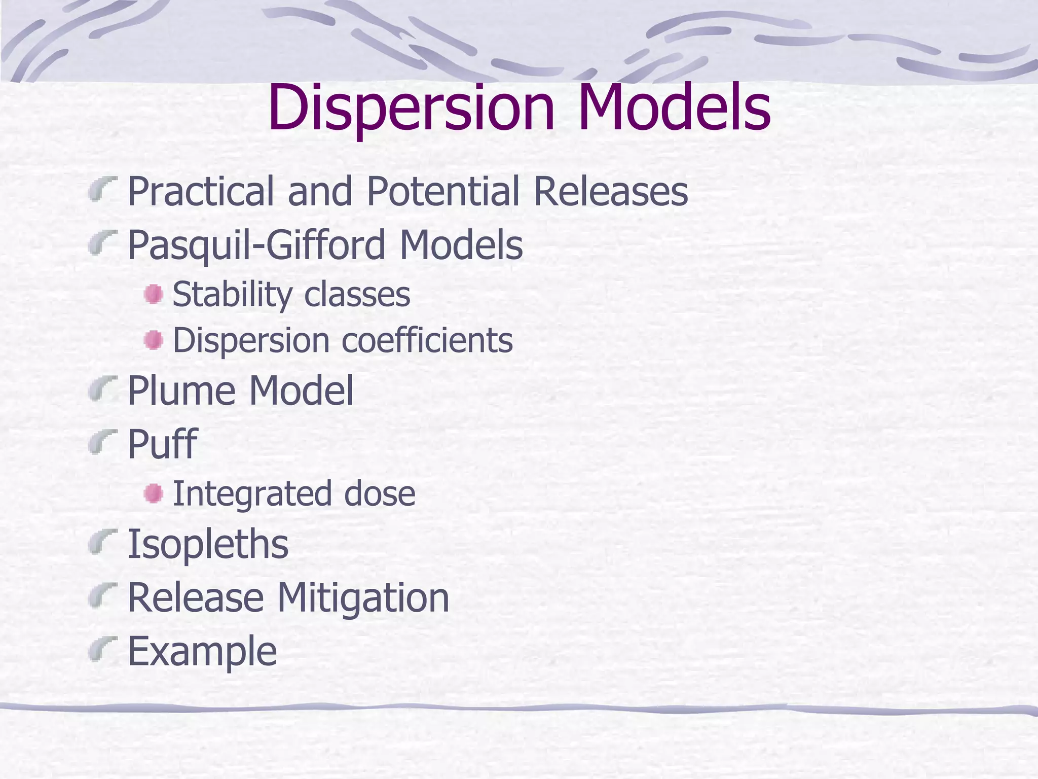 Toxic Release And Dispersion Models | PPT