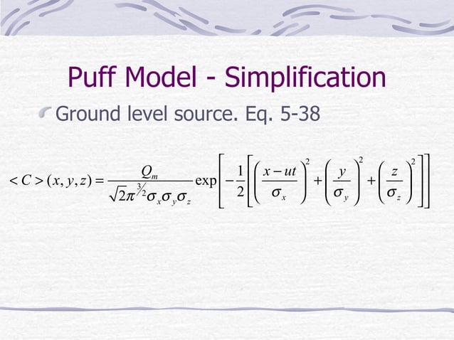 Toxic Release And Dispersion Models | PPT