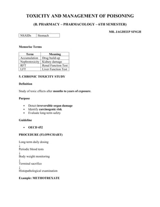 TOXICITY AND ITS MANAGEMENT 6th sem unit 5, PHARMACOLOGY-III B ...