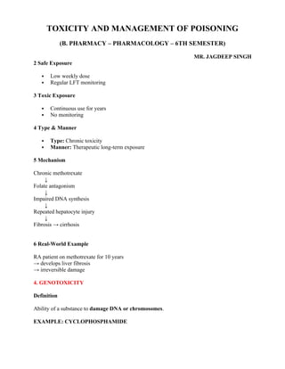 TOXICITY AND ITS MANAGEMENT 6th sem unit 5, PHARMACOLOGY-III B ...