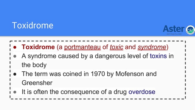 Toxidrome approach in emergency room | PPT
