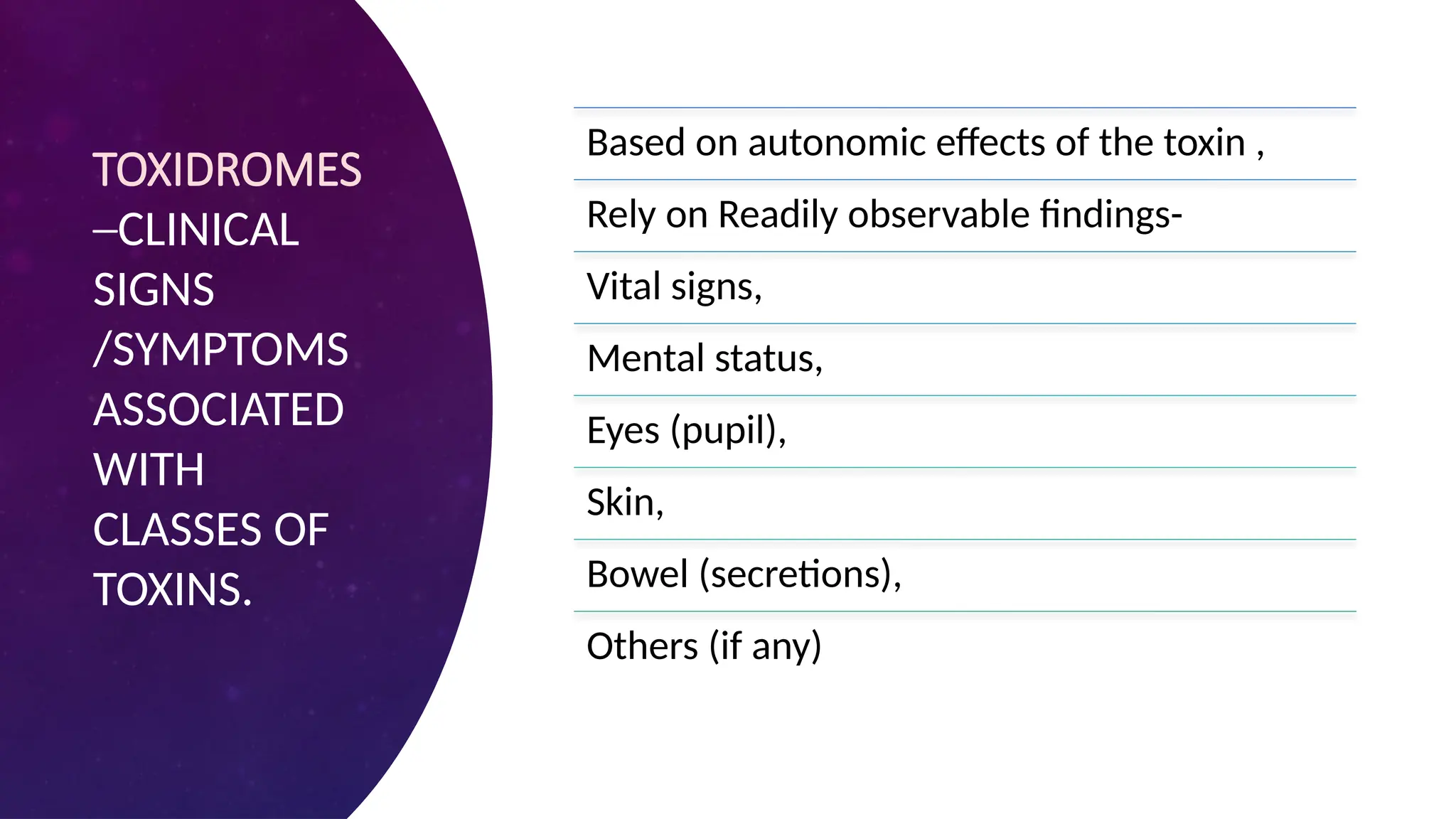 Toxidromes/ Poison Syndromes, signs & symptoms.pptx