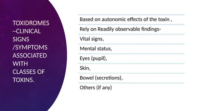 Toxidromes/ Poison Syndromes, signs & symptoms.pptx | Digestive ...