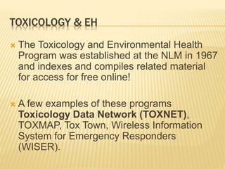 Toxnet: Government Information | PPT