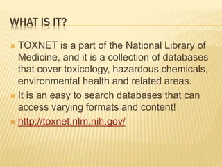 Toxnet: Government Information | PPT