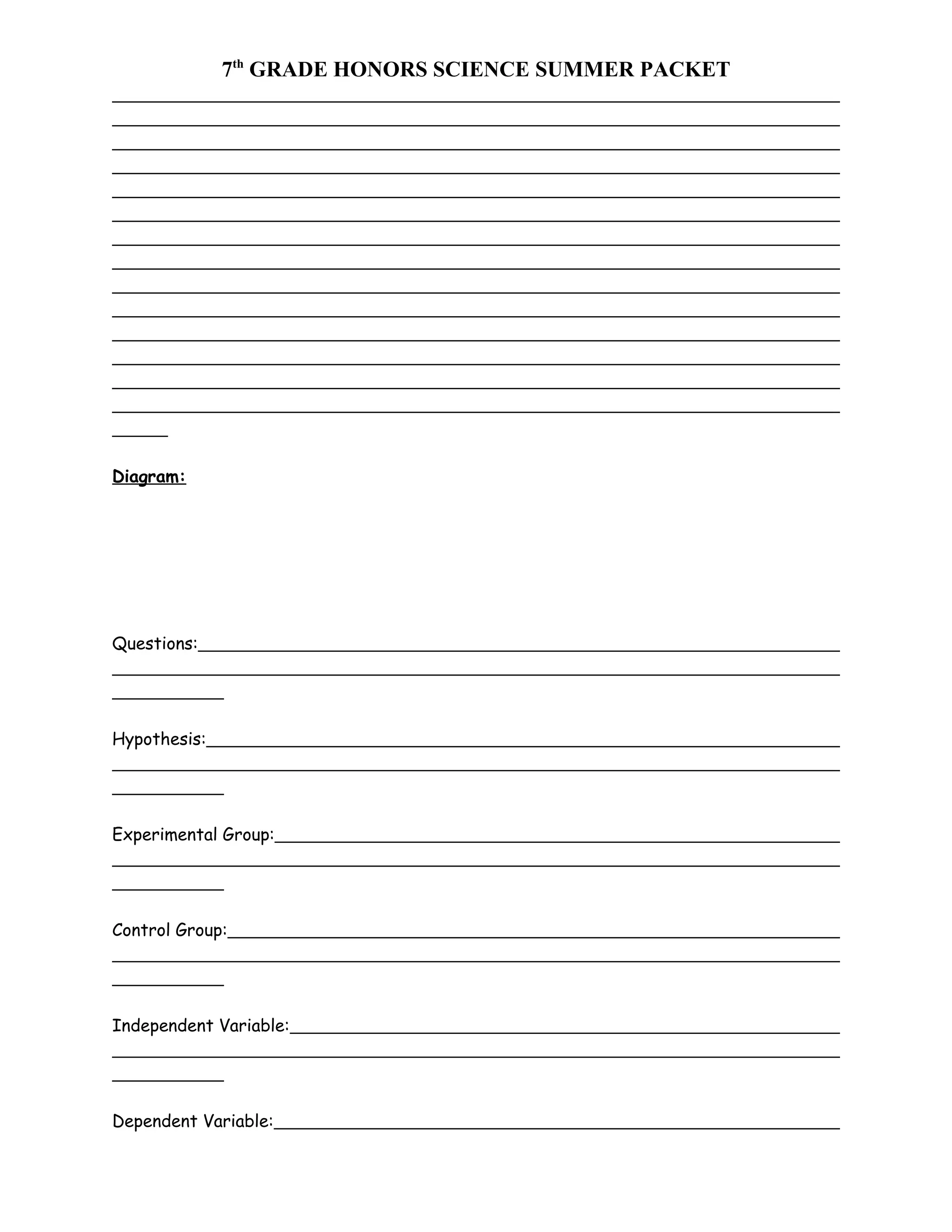 Toyber 7th grade honors science summer packet | PDF