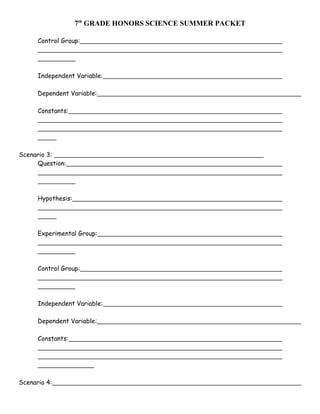 Toyber 7th grade honors science summer packet | PDF