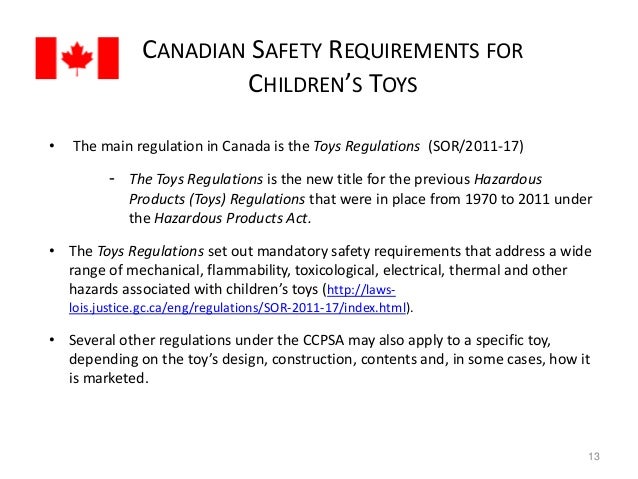 Toy Safety in Canada and the United States: Regulatory Overview, Upd…