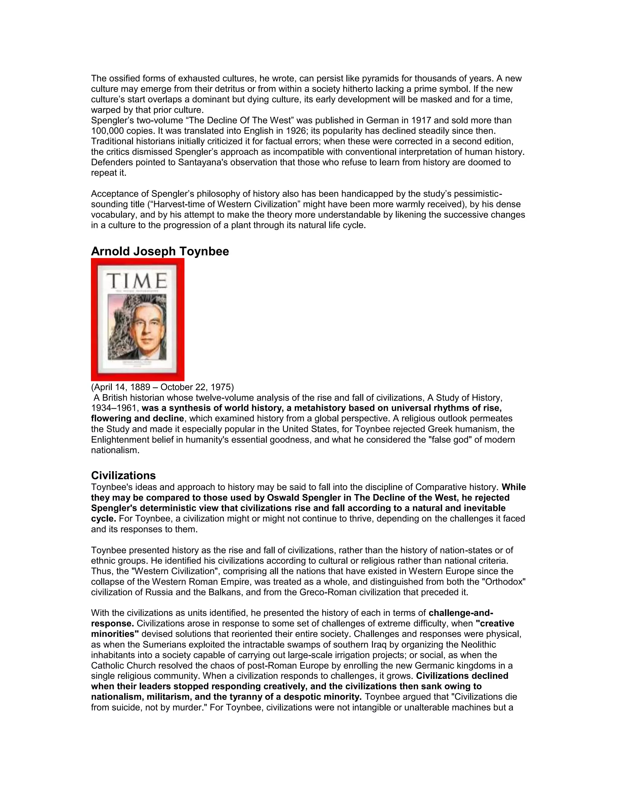 Toynbee and Spengler | DOCX