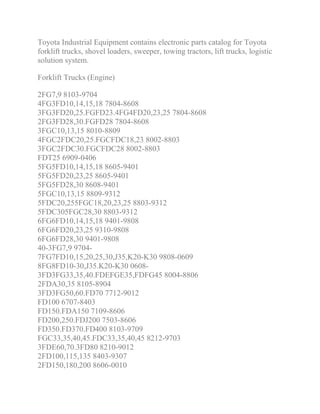 Toyota Industrial Equipment EPC v2.27 [09.2020] | PDF