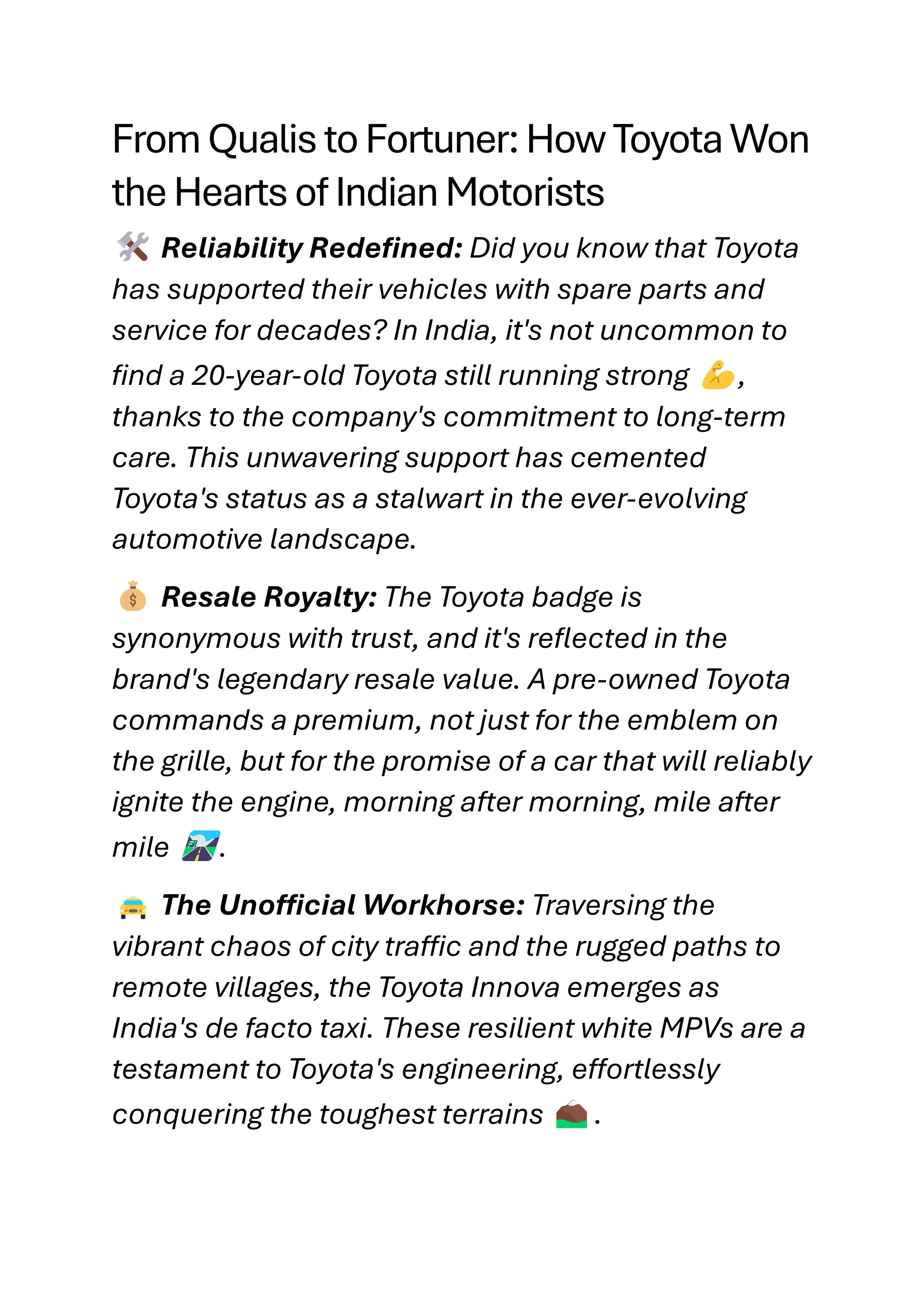 How Toyota Won the Hearts of Indian Motorists | PDF