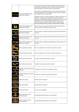 Toyota Dashboard Warning Lights [FULL] | PDF