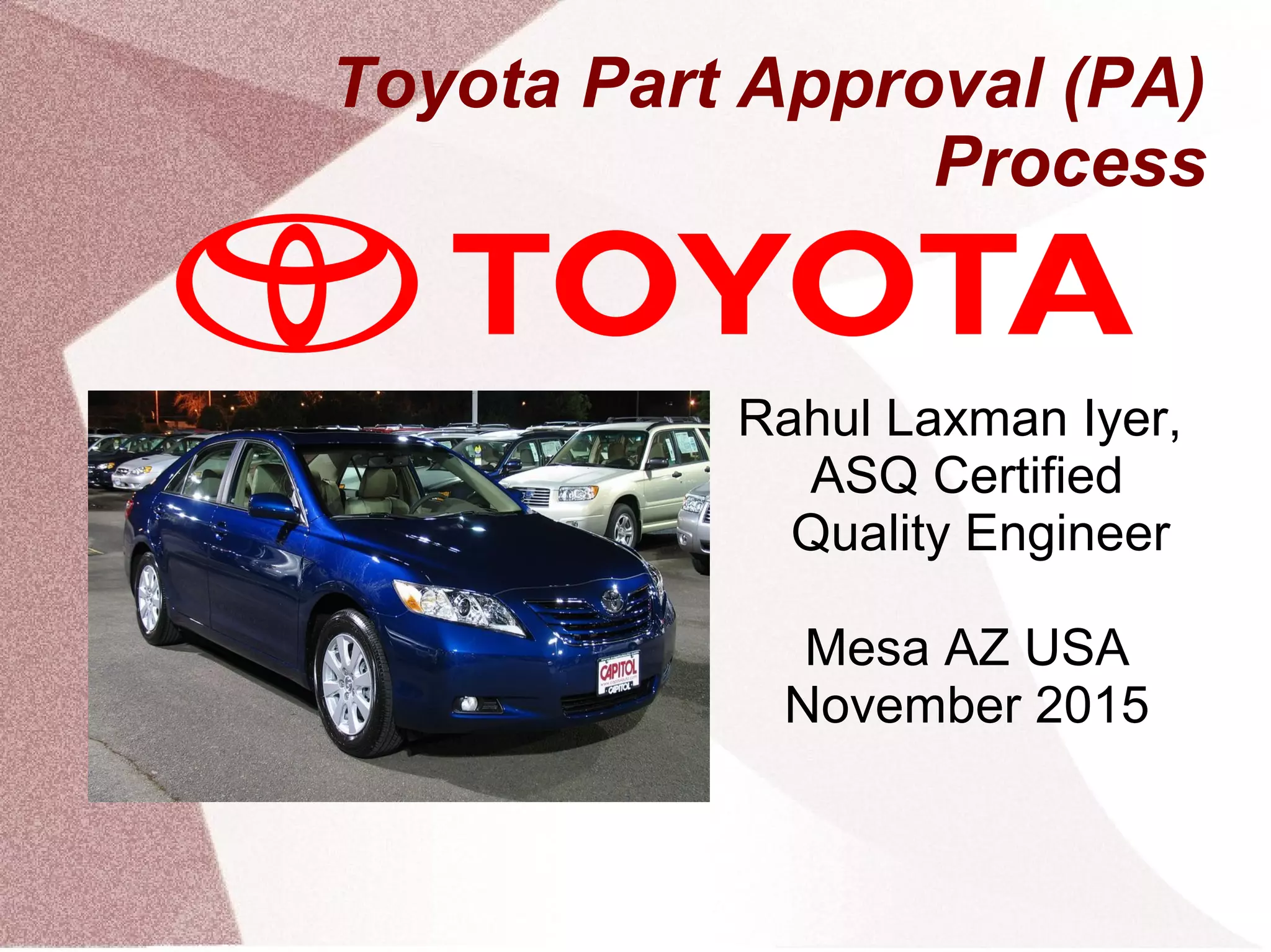 Toyota Part Approval (PA) Process | ODP