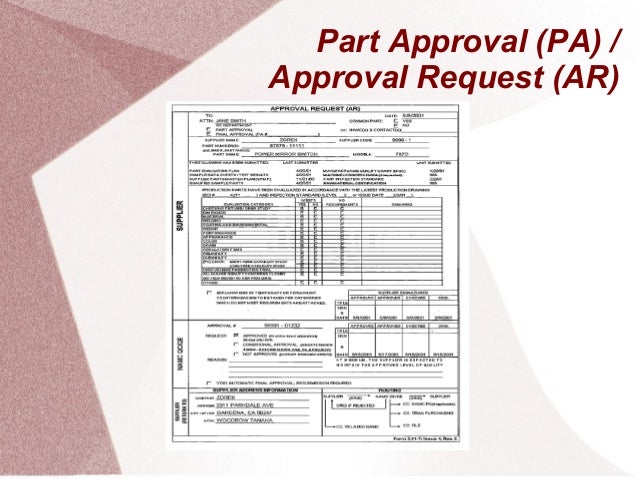 Toyota Part Approval (PA) Process
