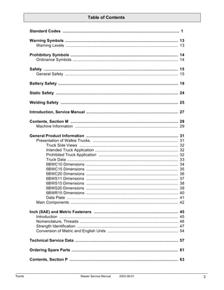 Toyota 6 bws20 electric walkie high lifter truck service repair manual ...