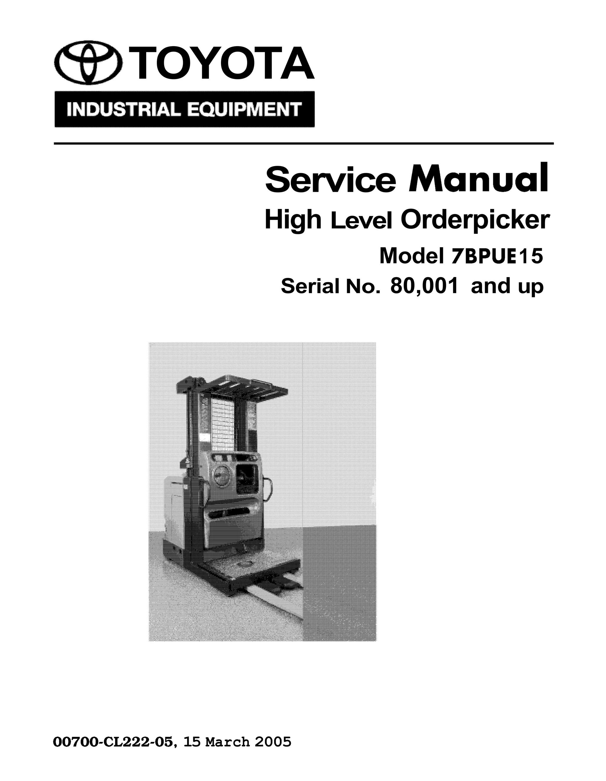 Toyota 7 bpue15 high level orderpicker service repair manual | PDF