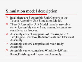 presentation on Toyota Assembly Unit Simulation | PPT
