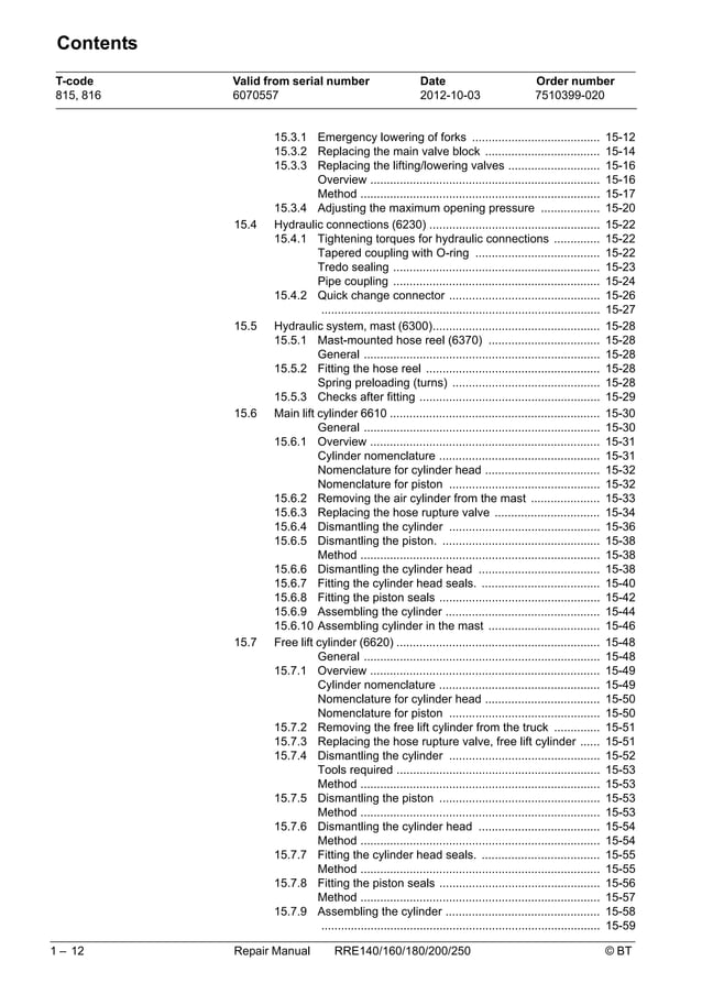 Toyota bt reflex rre180 reach forklift reach trucks service repair ...