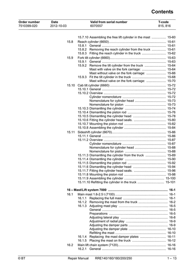 Toyota bt reflex rre180 reach forklift reach trucks service repair ...