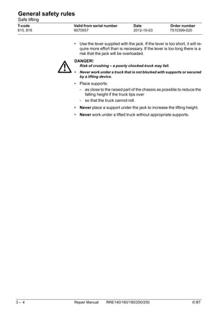 Toyota bt reflex rre180 reach forklift reach trucks service repair ...