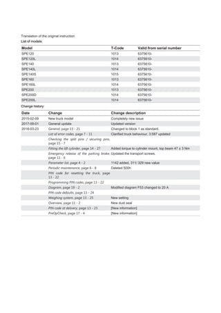 Toyota bt spe140 s electric stacker truck service repair manual | PDF