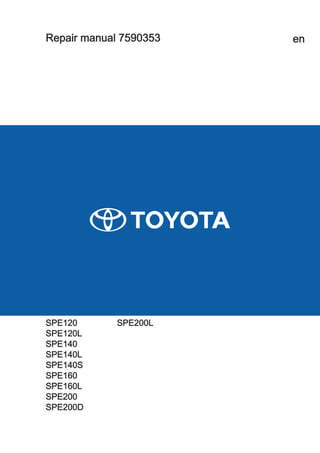 Toyota bt spe160 electric stacker truck service repair manual | PDF