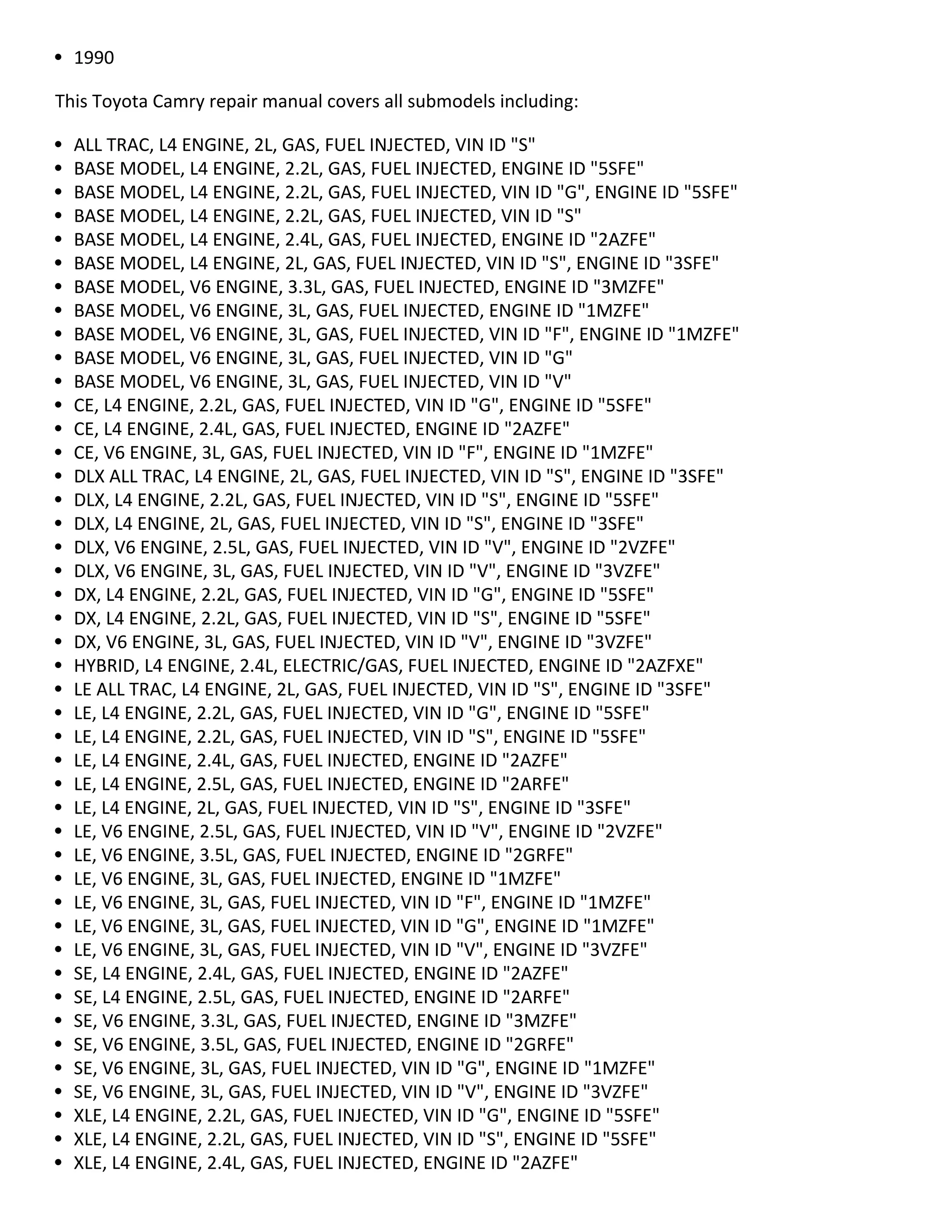 Toyota camry repair manual 1990 2011 | PDF