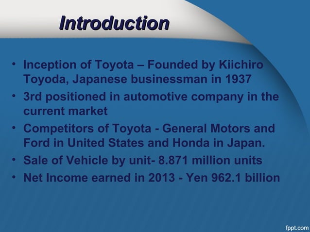 Toyota case study | PPT | Automotive Industry | Industries