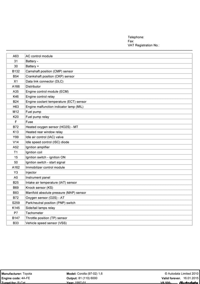 Toyota corolla 1.6 ecu wiring | PDF