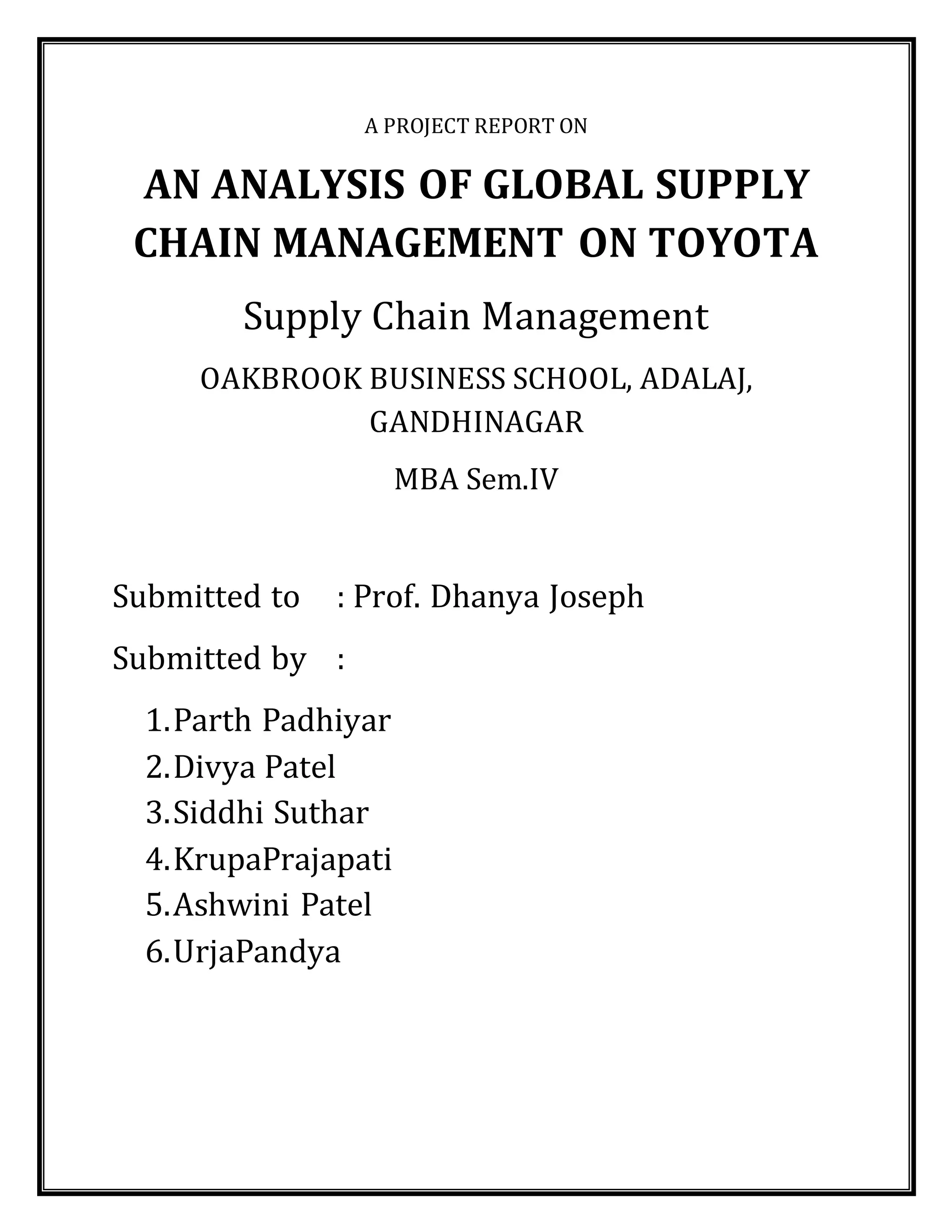 Toyota Supply chain Management | DOCX
