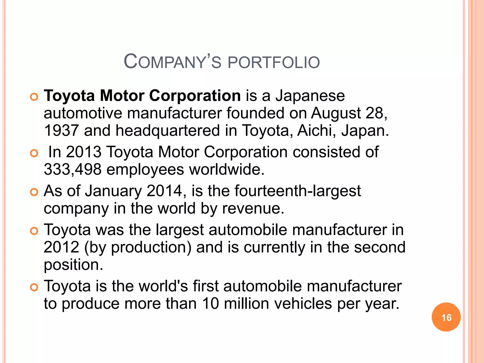 presentation on Toyota motors L.t.d | PPTX