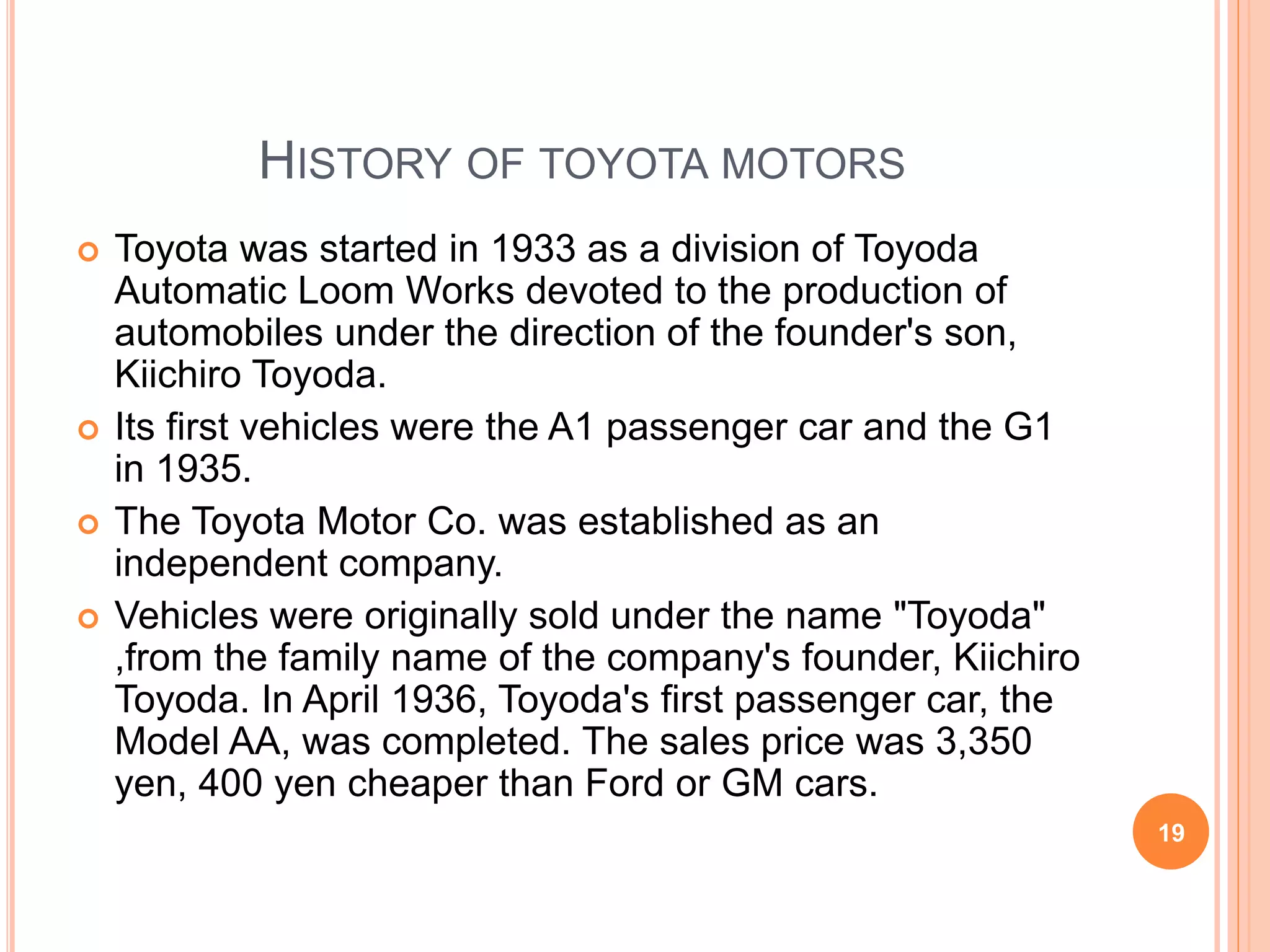 presentation on Toyota motors L.t.d | PPTX