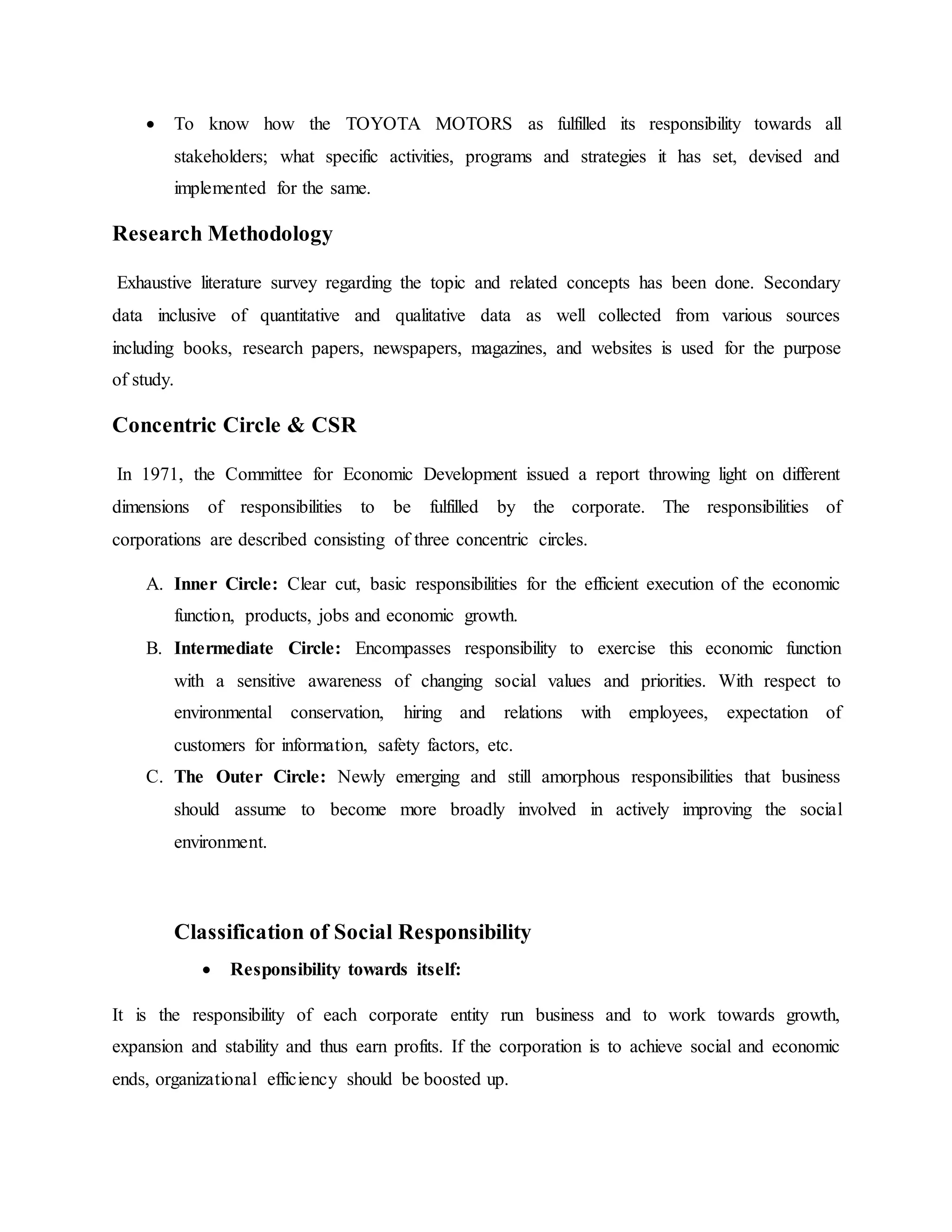 Toyota motors and CSR case study | DOCX