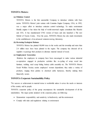 Toyota motors and CSR case study | DOCX