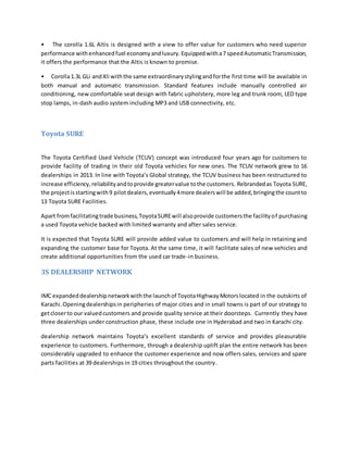 Toyota Pakistan Project Report | DOCX