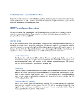 Toyota Pakistan Project Report | DOCX