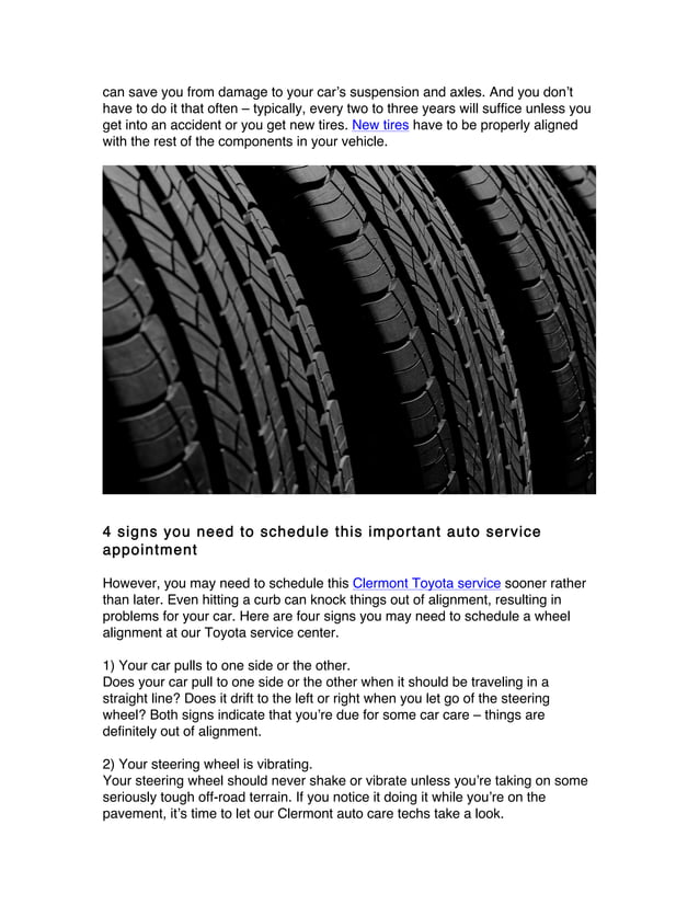 Toyota of Clermont's guide to wheel alignments | PDF