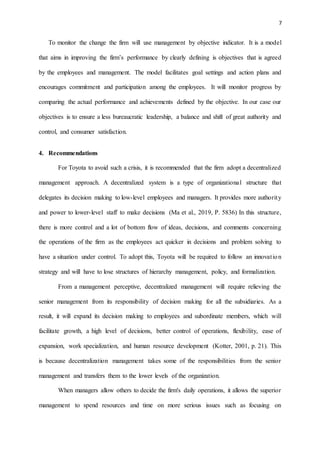 Toyota orgenizational structure | DOCX
