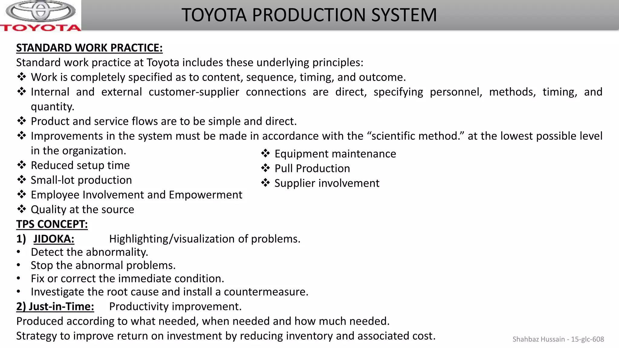 Toyota production system-JIT-Lean Operation | PPTX