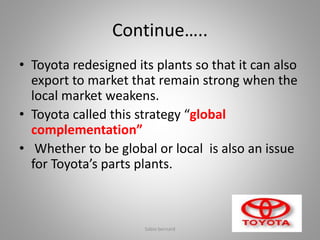 Supply Chain Management of TOYOTA.......case study by sabio bernard. | PPTX