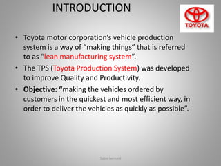 Supply Chain Management of TOYOTA.......case study by sabio bernard. | PPTX