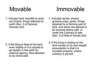 Topic 1. Movable and Immovable Property | PPT