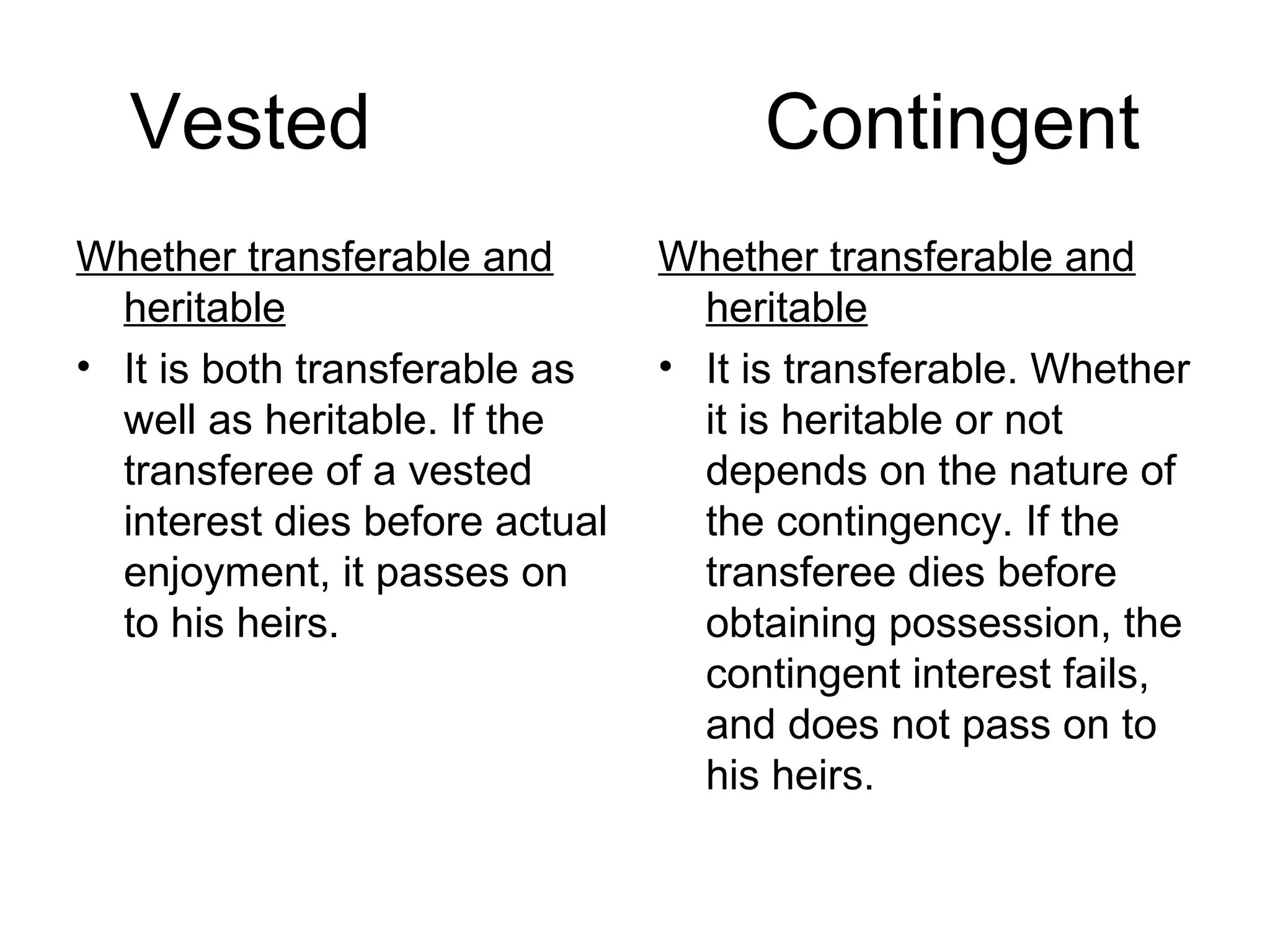 Difference between vested and contingent interest | PPT