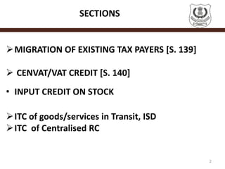 TRANSITIONAL PROVISIONS IN GST | PPT